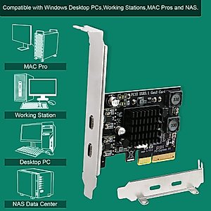 FebSmart 2X 10Gbps Max Speed USB-C Ports PCIE USB 3.1 GEN 2 Expansion Card for Windows, MAC OS and Linux PCs, Built in FebSmart Self-Powered Technology, No Need Additional Power Supply (FS-C2-Pro)