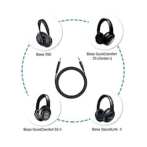 Saipomor SoundlinkII Replacement Cords for Bose On-Ear 2 OE2 OE2i QC25 QC35II QC35 QC45 NC700 Soundlink SoundTrue Headphones (Black)