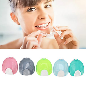5pcs Slim Retainer Case, Portable Travel Denture Case Storage Container with Tight Snap Lock for Aligners Orthodontic Mouth Guard