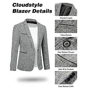 Men's Suit Jacket One Button Slim Fit Sport Coat Business Daily Blazer Large Z/Grey
