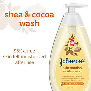 Johnson's Baby Skin Nourishing Moisture Baby Body Wash with Shea & Cocoa Butter, Hypoallergenic & Tear Free Baby Bath Wash, Paraben-, Dye-, Sulfate & Phthalate-Free, 20.3 fl. oz