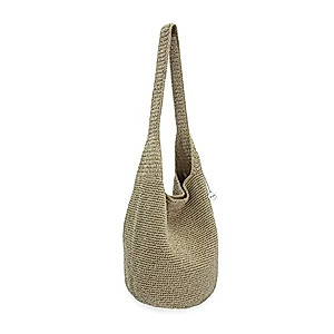 The Sak 120 Hobo in Crochet, Large Shoulder Purse with Single Strap, Bamboo Static
