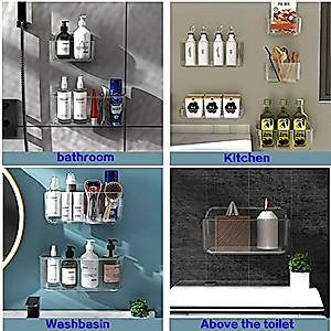 TREEHOLE Bedside Caddy Organizer Acrylic Wall Mounted Adhesive Shelf for Remote Control Office Supply Makeup Brush Bathroom cabinet door Pantry Kitchen Laundry Utility Room (One cell)