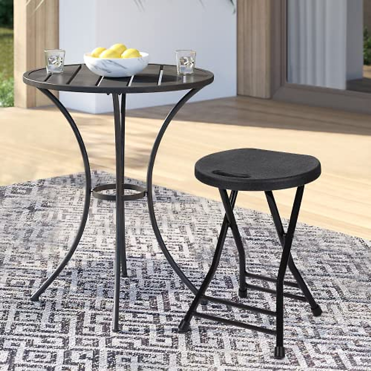 Magshion Foldable Stool with Handle Indoor Outdoor 6 Pack Backless Folding Stool Sturdy 230lbs Capacity, 18 Inch Black