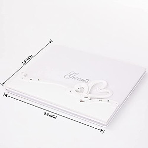 VENY TAYA Elegant Wedding Guest Book with 3 Metallic Pens, Hardcover Guest Book Wedding Reception, Sign in Polaroid Photo Guest Book, 9.8” x 7.9”, 96 Pages