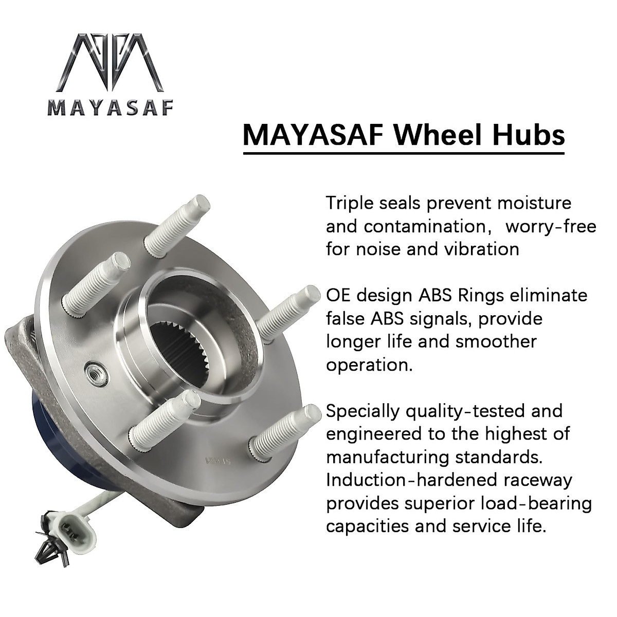MAYASAF 513121 Front Wheel Hub Bearing Assembly for Chevy Impala/Venture/Monte Carlo, for Buick Century/Rendezvous/Terraza, for Cadillac DeVille/DTS, for Pontiac Grand Prix Olds Aurora