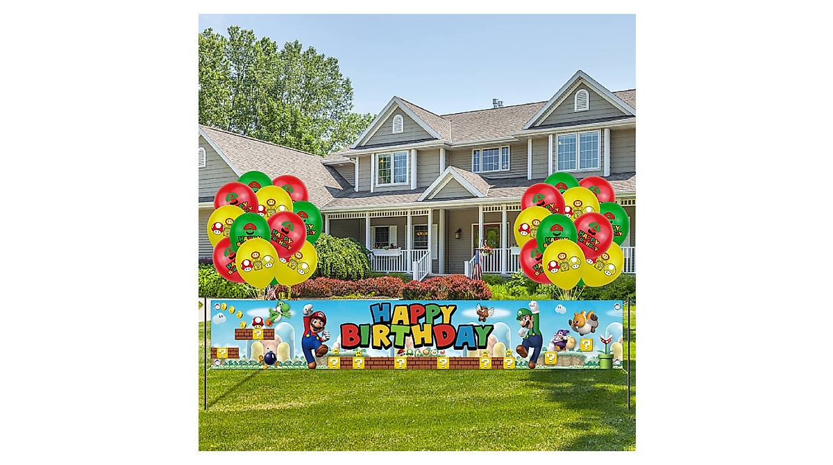 Mario Party Banner & Balloons for Epic Birthday Decor