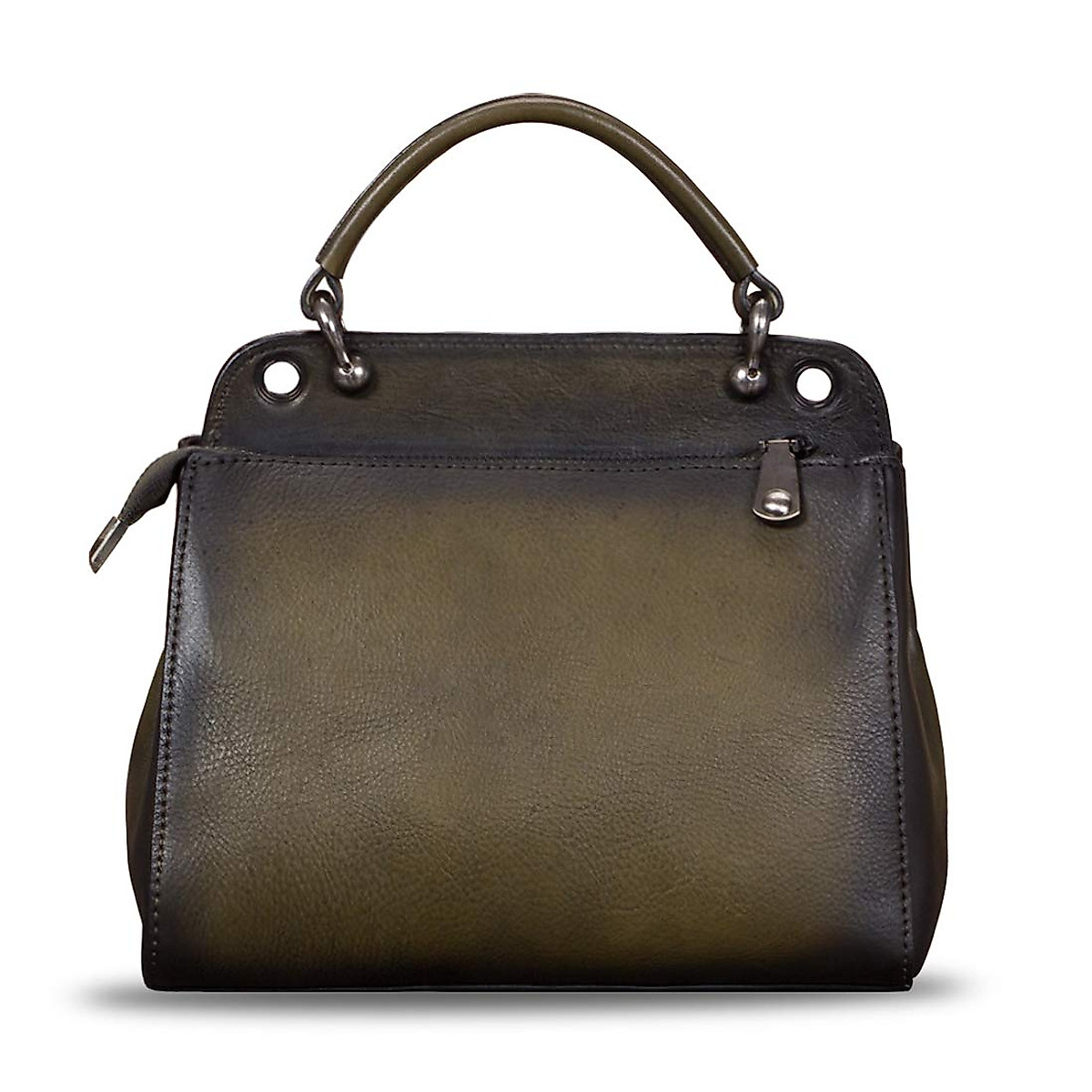 Genuine Leather Crossbody Bag Top-Handle Handbag for Women Vintage Handmade Shoulder Purse (Green)