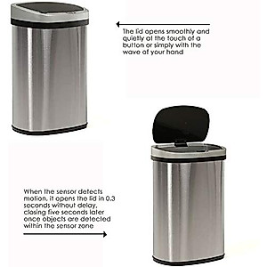 New 13-Gallon Touch Free Sensor Automatic Touchless Trash Can Kitchen
