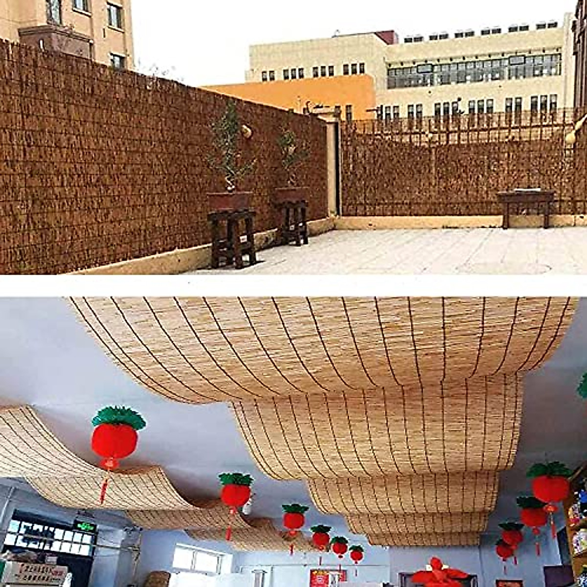 MGCD Natural Reed Fencing,Wall-Mounted Reed Curtain,1-1.5M Wooden Garden Screen Fence,Uv Protection Sunlight Filter for Home Decoration (Size : L1.2XH2.5M)