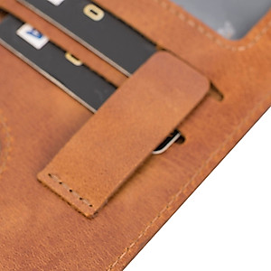 Venito Fermo Leather Wallet Case Compatible with iPhone 14 Plus Crossbody Case - Extra Secure with RFID Blocking (Antique Brown)