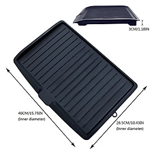 SWEETBIUTI Dish Drain Board Tilt PP Dish Drainer Quick Dry Dish Drain Board with Drain Port Dish Drying Rack Multipurpose for Kitchen Counter, Black 15.75x10.43x1.18in.