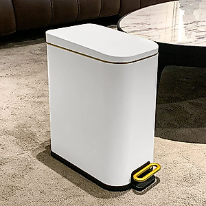 Doyingus 4 Gallon Trash Can with Lid Soft Close, Slim Stainless Steel Garbage Can with Removable Inner Bucket for Bathroom, Office (White)