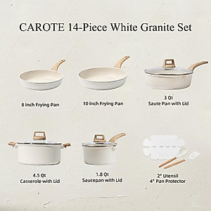 CAROTE 14 Pcs Pots and Pans Set Nonstick,Cookware Set Kitchen Cooking Set with Utensil and Pan Protectors