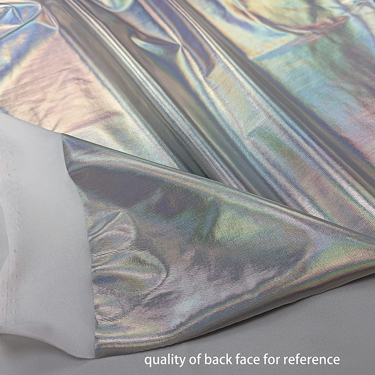 Hologram Metallic Foil Stretch Fabric Width 58 Inches(Silver Iridescent 1yard)