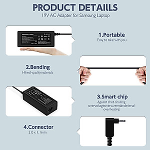 65W 19V 3.42A Laptop Charger for Acer ChromeBook R11 11 13 14 15 C720 C720P CB3 CB3-111; Aspire One Cloudbook 11 14 AO1-131-C7DW C9PM; AC Replacement Adapter Power Supply Cord