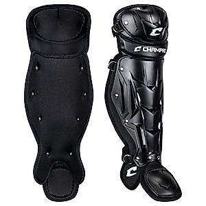 CHAMPRO Optimus MVP Single Knee Baseball Catcher’s Leg Guards, 12" Shin Length, Black, CG112B