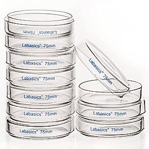 Labasics 10pk Glass Petri Dishes, 75x15 mm Autoclavable Borosilicate Glass Cell Culture Dishes Petri Dishes with Clear Lid for Laboratory
