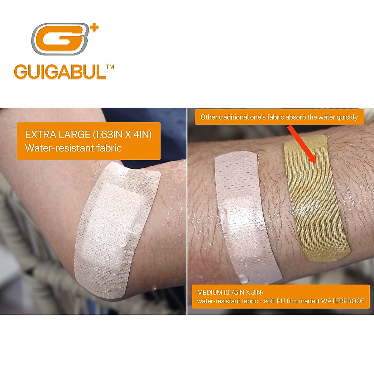 Painless Removal Silicone Bandages for Elderly Sensitive Skin - 40 Counts 0.75''x3'' Medium and 15 Counts 1.63''x4'' Extra Large Bandages by G+ GUIGABUL - Hypoallergenic - Latex Free