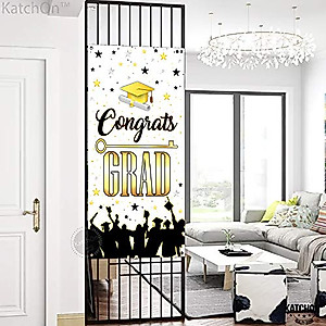 Congrats Grad Graduation Door Sign - 74x36 Inch | Congrats Grad Banner, Graduation Party Decorations 2023 | Graduation Door Banner 2023 | Graduation Decorations White and Gold | Graduation Door Cover