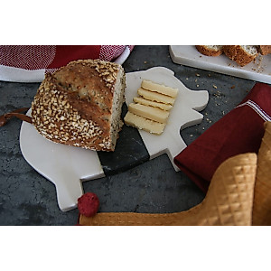 Foreside Home & Garden White Marble Pig Shaped Kitchen Serving Cutting Board, 10 x 6.5 x 0.5, Multi