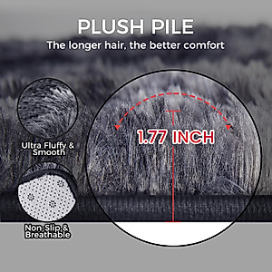 Luxury Shag Area Rug, 5X8 Ft Indoor Ultra Soft Plush Rugs for Living Room, Carpet for Teens Dorm Nursery Home Decor Aesthetic, Upgrade Anti-Skid Durable, Tie Dye Black and Grey