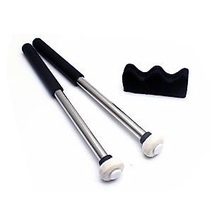 TUOREN 1 Pair Tongue Drum Mallets with Bracket Handpan Drum Sticks Rubber Mallet Percussion Instrument Accessory (Type B)
