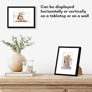 Americanflat 6x8 Picture Frame with Shatter-Resistant Glass - Use as 4x6 Frame with Mat or 6x8 Frame Without Mat - Streamline Collection - Thin Photo Frame for Wall and Tabletop Display - Black