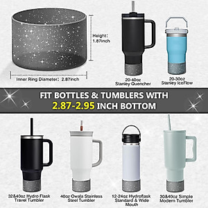 WUQID 2 Pack Bling Silicone Boot Compatible with Stanley Quencher Adventure 40oz & Stanley IceFlow 20oz 30oz, Reduces Dents Protective Water Bottle Bottom Cover Sleeve Compatible with Stanley Tumbler