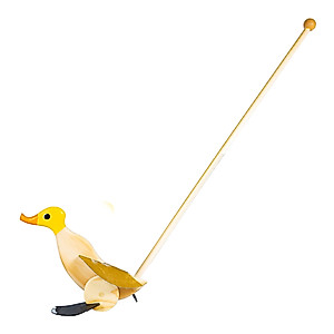 Wooden Push Toy Duck (Yellow) - 18 Months to 3 Years Old - Walking Toddler Toys Preschool Learning Activities Walking Baby Toys Learning Toys for Toddlers Develops Motor Skills