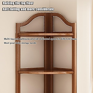 Corner Shelf,Bamboo Corner Stand,Corner Storage Shelf, Counter Organizer Rack,Corner Table Bookshelf,Display Rack Storage Organizer,Bathroom Corner Shelf Stand,for Living Room Kitchen Bedroom A 6th