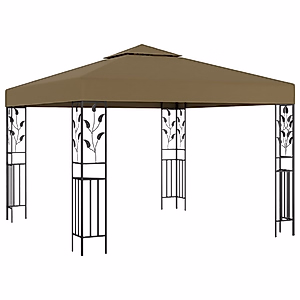 Gazebo,Outdoor Gazebo, Hardtop Gazebo,Backyard Gazebo,Patio Gazebo,Party Tent,Frame with Ornate Floral Details,for Patio,Backyard,Garden,Lawns,Outdoor,9.8'x9.8' Taupe 0.6 oz/ft²
