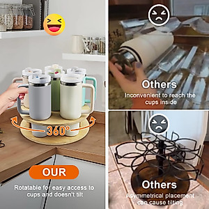 AZBFAN Water Bottle Organizer for Stanley Tumbler, Rotatable Stanley Cup Organizer for Kitchen Cabinets, Water Bottle Storage Rack for Stanley Cup Accessories.