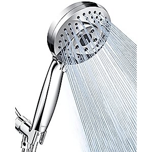 Atthomie Modern Shower Head with 6 Spray Settings, Anti-Clog Detachable & Removable, 60 Inch Stainless Steel Hose, Adjustable Brass Joint, Tool-Free Installation