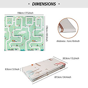 Play Mat, TopMade Folding Baby Playmat Reversible Kid Crawling Play Mat Waterproof Soft Foldable Mat Large Foam Floor Gym Activity Carpet NonToxic Portable Tummy Time Playroom Mat for Infant Toddler
