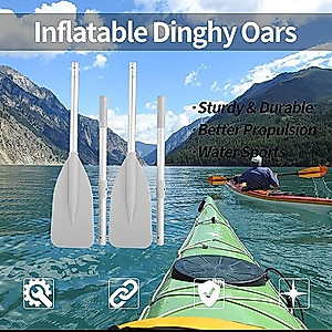 Keenso 2Pcs Inflatable Dinghy Oars, Silver Dinghy Paddle Boat Durable Paddles Plastic for Boat Canoe Water Marine Sports Rowing