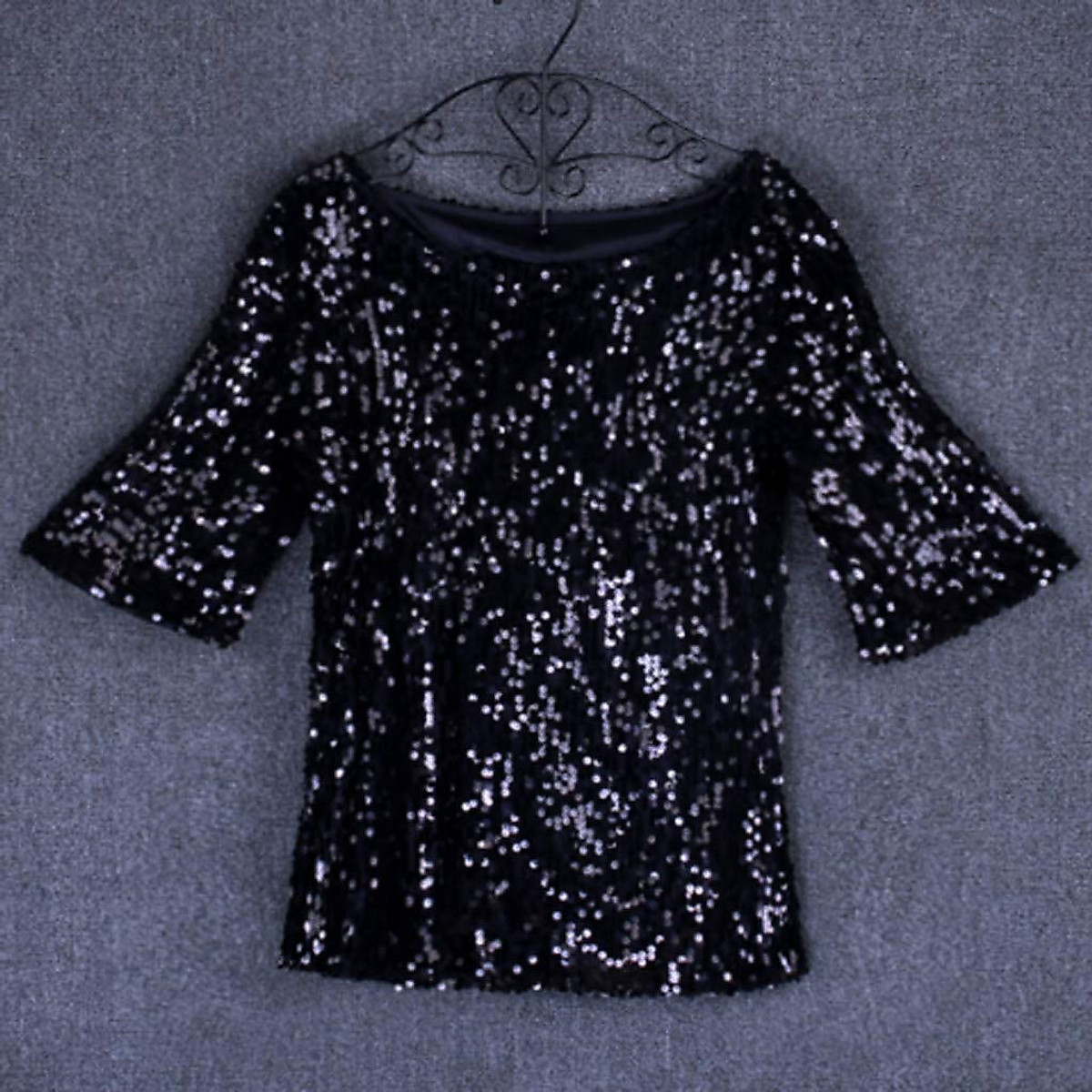 Top for Women Sequin Sparkle Glitter Tank Cocktail Party Tops Shining Crop T-Shirt Blouses