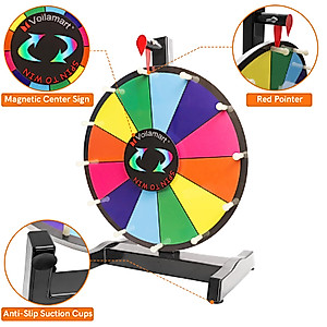 Voilamart 12" Tabletop Spinning Prize Wheel 12 Slots with Durable Plastic Base, Dry Erase, 2 Pointer, for Fortune Spin Game in Party Pub Trade Show Carnival