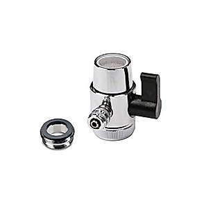 Chrome Faucet Diverter Valve (Includes adapter ring) Reverse Osmosis/Water Filters 3/8" Barb- For Both Female & Male Faucets