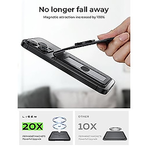 LISEN for Magsafe Wallet RFID [Strongest Magnetic] iPhone Wallet for Apple Wallet Magsafe with Adjustable Magsafe Wallet Stand Black Magnetic Wallet for iPhone 15/14/13/12 Fit Magsafe 3 Wallet
