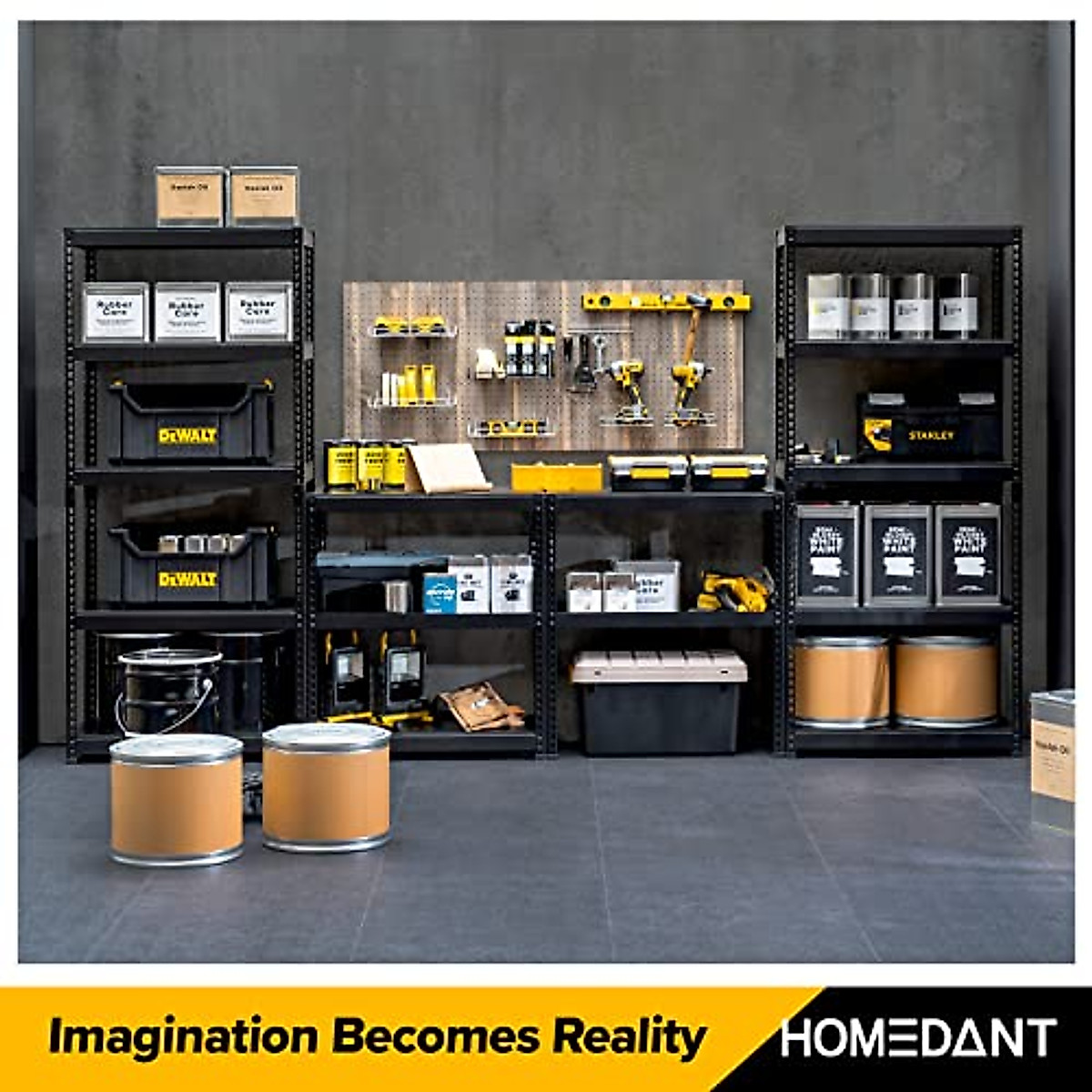 HOMEDANT 5 Tier Laminated Metal Shelving Unit Adjustable Garage Storage Utility Rack Heavy Duty Shelves Organization Multipurpose Shelf Warehouse Basement Shed Pantry 31.9" W x 16.2" D x 71.3" H 1Pack