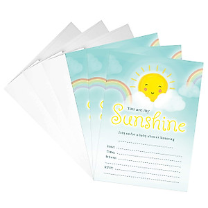 You are My Sunshine Gender Neutral 5x7 Baby Shower Invitations - 24 invites and 24 White envelopes