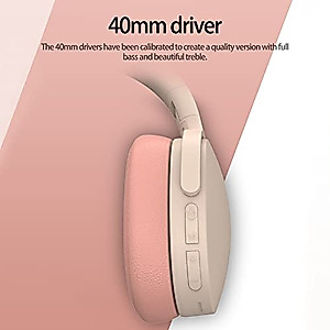 YOZUMD Wireless Headset HiFi Foldable Intelligent Noise Reduction Over-Ear Headphone,Ergonomic Bluetooth-Compatible 5.1 Stereo Bluetooth Headphone for Sports Gaming Beige