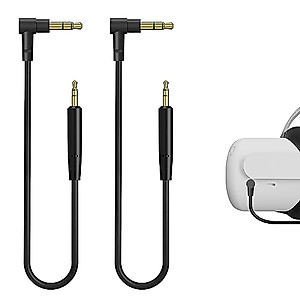 Geekria VR Short Audio Cable Compatible with Oculus Quest 2, HTC Virtual Reality Headset, 3.5mm Male to 2.5mm Male Cord, TRS Replacement Cable for Headphones (2 Pack / 1ft)
