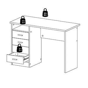 Tvilum Warner Desk with 4 Drawers, Oak Structure