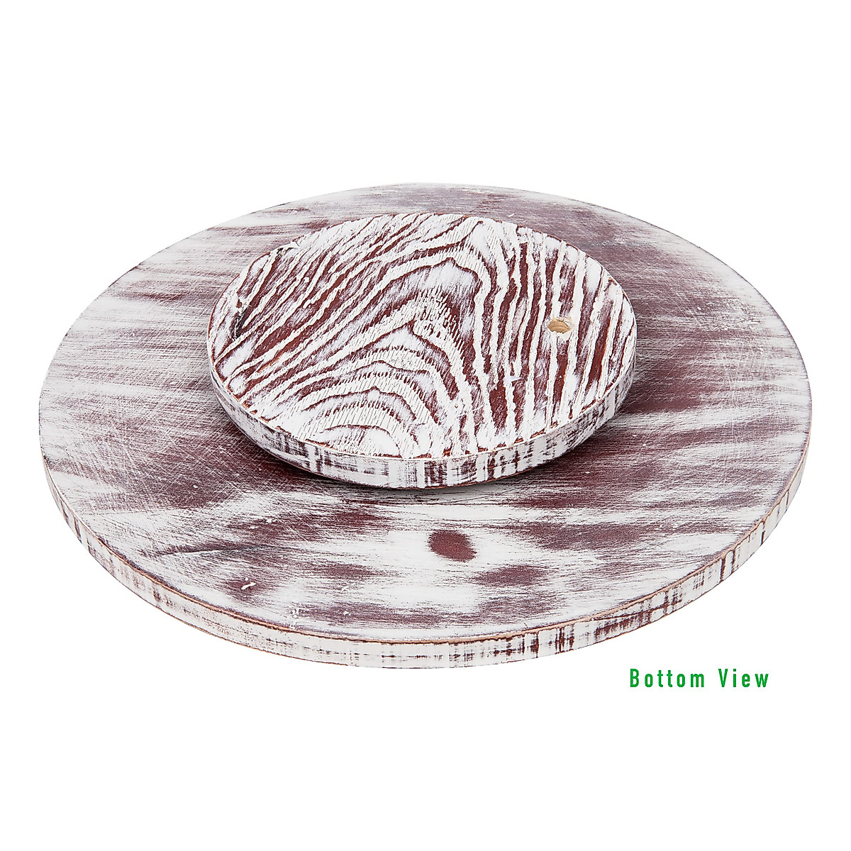 Mind Reader Torched Wood Spinning Lazy Susan, Rustic Farmhouse Rotating Organizer, 13" x 2", Brown