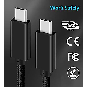 USB C-C Video Cable 6.6ft, Cuxnoo 4K USB Type-C Monitor Cable Support 100W Fast Charge and 10Gbps Data Syncing, Black