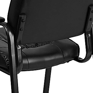 Flash Furniture Black LeatherSoft Executive Side Reception Chair with Black Metal Frame