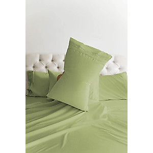 CGK Unlimited Split King 7 Piece Bed Sheet Set- Hotel Luxury Bed Sheets for Women, Men, Kids & Teens Deep Pockets, Breathable & Cooling, Easy Fit, Soft & Wrinkle Free Light Olive Sheets