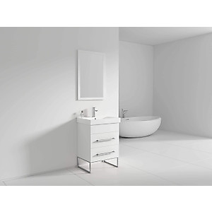 Fine Fixtures - Modern White 24" Bathroom Vanity Set,Chrome Hardware, vitreous China Sink Top